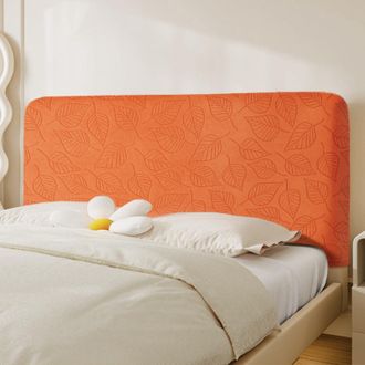 Generic Dehnbarer Kopfteilbezug Doppelbett Queen Bett California King Bett Staubdichter Schutz f&uuml;r Schlafzimmerdekoration Orange 160-190cm/63-75in