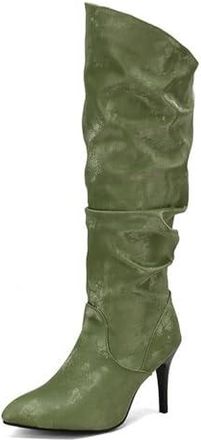 Generic Escarpins &agrave; talon aiguille pour femme - Bout pointu - Large mollet - &Agrave; enfiler - Pour mariage, f&ecirc;te, Vert, 39.5 EU