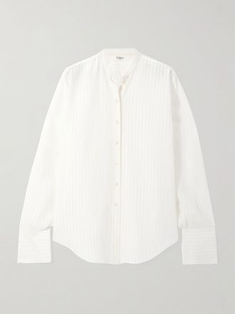 Chlo&eacute; Chemise En Cr&ecirc;pe &Agrave; Rayures - Blanc
