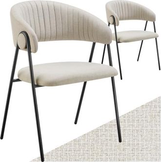 TecTake TecTake Lot de 2 Chaises de Salle &agrave; Manger rembourr&eacute;es Modernes Fauteuil Salon Chaise Scandinave Pieds en Acier &Eacute;l&eacute;gant avec Accoudoirs Chaise pour Co