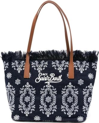 MC2 Saint Barth Femme, Sacs, Bleu, Taille: ONE Size City Bag Mid Fringe Sangallo