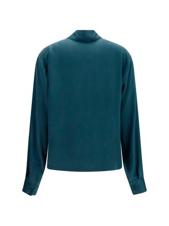 Tom Ford Womens Silk Shirt Deep V-Neck Teal Top