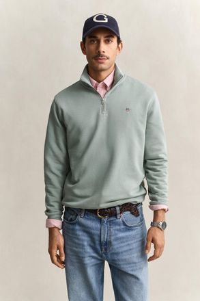 GANT Herren Shield Sweatshirt mit halblangem Rei&szlig;verschluss (XXXL) CERAMIC Grau