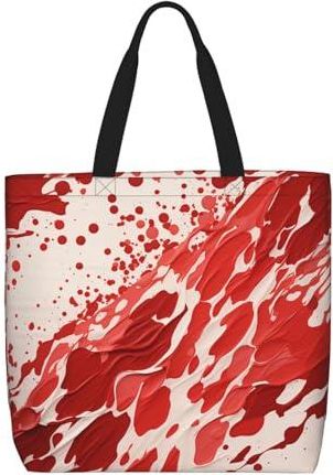 Generic Motif Rouge Et Blanc Sac A Main Femme R&eacute;utilisable Sacs Grand Sac Fourre-Tout Pour Travail Shopping Gym