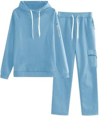 Generic Ensemble Sport Femme &agrave; Capuche, Pantalon Jogging Femme Taille Haute Chic Et &Eacute;l&eacute;gants Couleur Unie Coupe Ample Sweat Manches Longues Avec Cordon De Ser