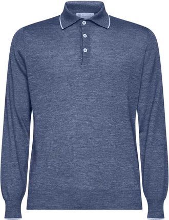 Brunello Cucinelli Homme, Tops, Bleu, Taille: 3XL Polo en maille l&eacute;g&egrave;re