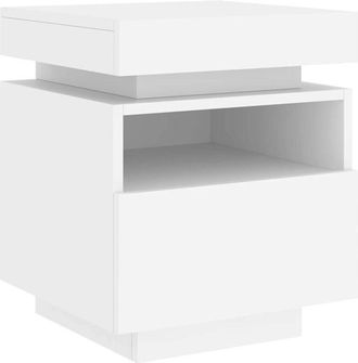 vidaXL Nachttisch mit LED-Leuchten Wei&szlig; 40x39x48,5 cm vidaXL263321