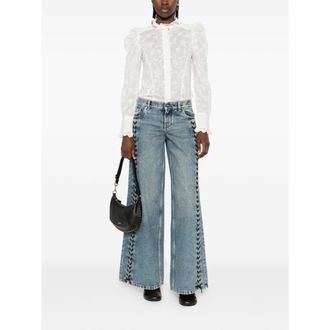 Stella McCartney Femme, Jeans, Bleu, Taille: W26 Jean &Eacute;vas&eacute; en Denim &agrave; Lacets