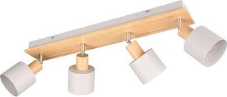 Trio Leuchten Spotbalken Shanti 862700476, Metall Warm Grey, Holz naturbelassen, exkl. 1x E14