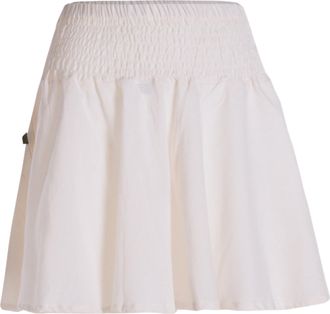 vishes Alternative Bekleidung - Damen Mini-Rock Baumwolle Casual elastischer Bund wei&szlig; 42-46