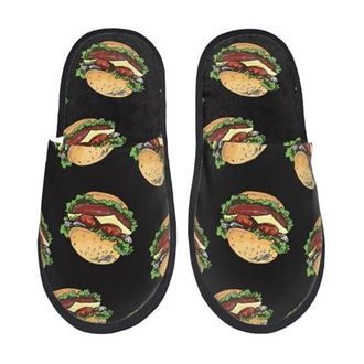 Generic Pantoufles DHiver Hamburger Mignon Noir Peluche Pantoufles DH&ocirc;tel Doux Hiver Chausson Pour Automne Int&eacute;rieur Spa L