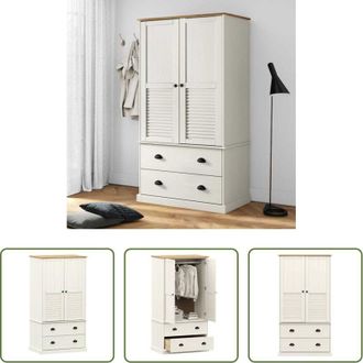 vidaXL Kiefer Holz - Kleiderschrank VIGO Wei&szlig; 90x55x170 cm Massivholz Kiefer