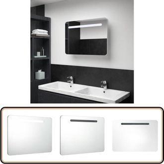 vidaXL LED-Spiegelschrank 80x9,5x55 cm - LED-Spiegelschrank - Badezimmerspiegel - Kosmetikspiegel - Spiegelschrank Weiß - Badespiegel