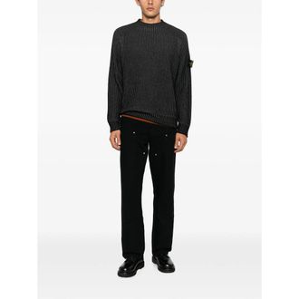 Stone Island Ribbed Wool Blend Sweater - Black