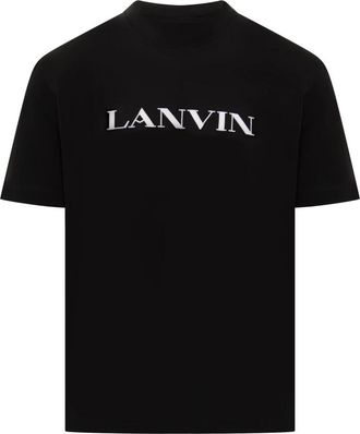 Lanvin Homme, Tops, Noir, Taille: 2XL T-shirt en coton brod&eacute;