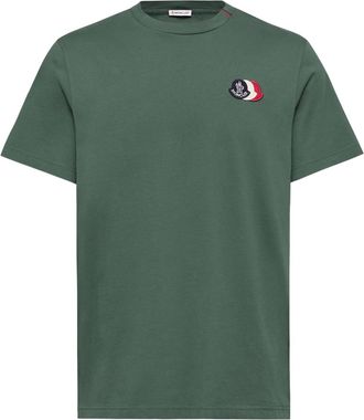 Moncler Moncler T-shirt En Coton &Agrave; Logo Tricolore Brod&eacute;, Homme, Vert, Taille: 3xl