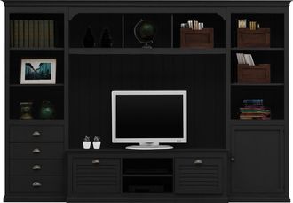 Ridgevalley home24 TV-Wand Sollerön II Massivholz Pinie, lackiert Rück-, Seitenwände & Einlegeböden: MDF Mitteldichte Holzfaserplatte, lackiert Schwarz/Schwarz