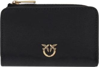 Pinko Pinko, Femme, Accessoires, Noir, Taille: ONE Size Mini Wallet Vitello Seta