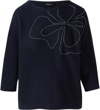 s.Oliver 3/4 Arm-Pullover Strickpullover Strickpullover mit Fledermaus&auml;rmeln und Schmuckperlen