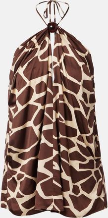 Faithfull The Brand Top Jensen en satin &agrave; motif girafe