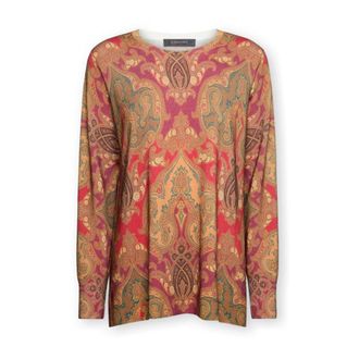 Elena Miro Bedruckter Pullover mit Rundhalsausschnitt - - Knitwear - Damen - Mehrfarbig - 2XL