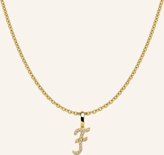 Cada Cada Kette Tiny Diamond Letter F gold