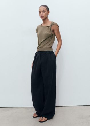 Mango Pull en maille fine avec détails métalliques marron moyen - Femme - 3XL - MANGO