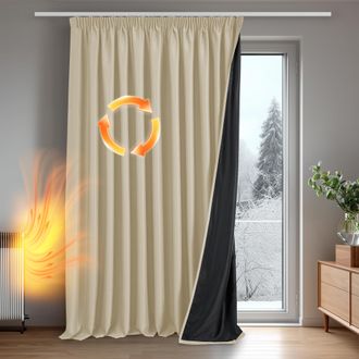 Deconovo 100% Verdunklungsvorh&auml;nge Blickdicht Vorh&auml;nge mit kr&auml;uselband Gardinen Wohnzimmer Vorhang Verdunkelung Thermovorh&auml;nge gegen Hitze W&auml;rmeisolierend, H17