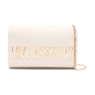 Love Moschino Femme, Sacs, Beige, Taille: ONE Size Sac bandoulière chaîne logo Ivoire