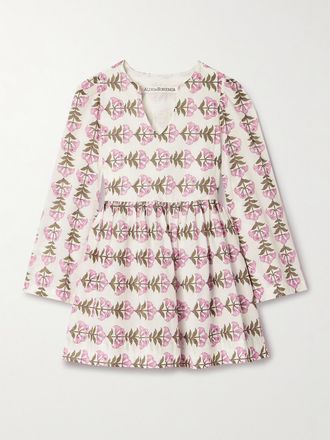 Alix of Bohemia Silvie Minikleid Aus Baumwoll-voile Mit Blumenprint Und Raffungen - Wei&szlig;