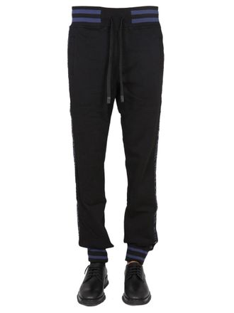 Versace Jeans Couture Elastic Waistband Cotton Joggers - Black