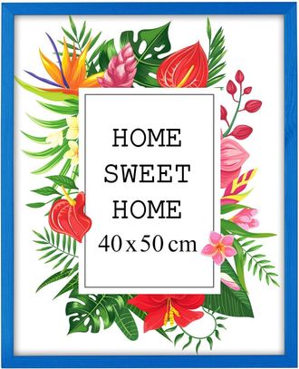 MG Design Blau Bilderrahmen 40 x 50 cm - Aus echtem Holz mit Acrylglas, zum Aufhängen & Aufstellen, für Fotos, Poster & Puzzle