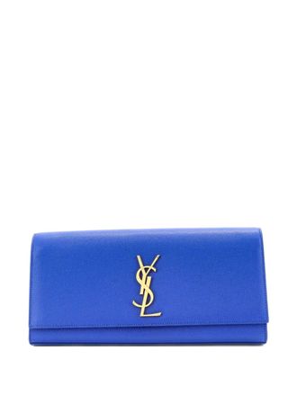 Saint Laurent Classic Monogram Metallic Calfskin Long clutch bag - Blau