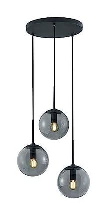 Trio Trio, Suspension, Balini 3xE14, max.28,0 W Verre, Fumé, Corps: Métal, Antracite Ø:30,0cm, H:150,0cm IP20,Sans illuminant,Réglable en hauteur