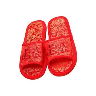 BESTONZON Pantoufles Mariage Couple Rouge Festif Antidérapantes Semelle Résistante Confort Maison Printemps Automne