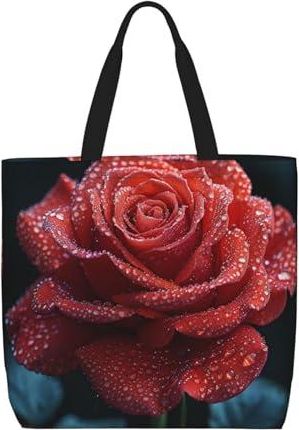 Generic Roses Rouge Noire Et Blanche Sac Courses R&eacute;utilisable Sacs De Courses Pliable Sac Cabas Pour Voyage Quotidienne Travail