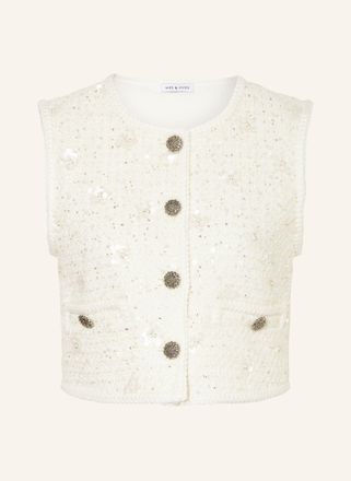 Mrs & Hugs Mrs & Hugs Tweed-Weste Mit Pailletten Und Glitzergarn weiss