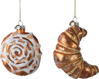 Kaemingk Christbaumschmuck Glas 11cm - S&uuml;&szlig;geb&auml;ck Figur zum Aufh&auml;ngen - 1 St&uuml;ck Sortiert - mundgeblasen - Weihnachtsbaum Anh&auml;nger f&uuml;r Weihnachten - Christbauman