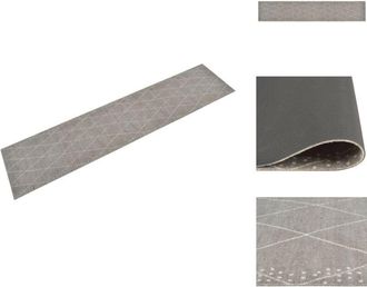 vidaXL K&uuml;chenteppich Waschbar Raute 60x300 cm Samt - K&uuml;chenl&auml;ufer - Samt - Laufmatte - Rutenmuster - Grau