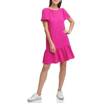 DKNY Womens Flutter Sleeve Regular Fit Cocktail Dress, Raspberry, 4