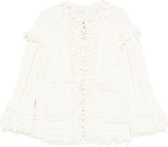 Judy Turner Orlando fringed cardigan - Wei&szlig;