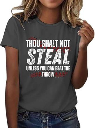 Generic T Shirt Femme Manches Courtes Col Rond Ete Tee Shirt Respirant Coton Imprim&eacute; Hauts Vetement Grande Taille Tunique Casual Chic &Eacute;l&eacute;gant Ample Confortabl