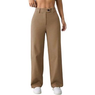 Generic Pantalon habill&eacute; taille haute large et droit pour femme - Pantalon extensible et d&eacute;contract&eacute; - Pantalon daffaires de travail - Pantalon de bureau 2026