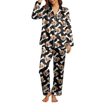 Generic Pyjama d&eacute;contract&eacute; &agrave; motif floral, haut &agrave; manches longues et pantalon confortable - V&ecirc;tements de nuit doux pour des nuits confortables et des week-end
