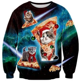 Generic Pull de No&euml;l amusant pour homme - Sans capuche - Pull de No&euml;l avec motifs de No&euml;l - D&eacute;contract&eacute; - Mode - Pull de No&euml;l - Pull en tricot, bleu fonc&eacute;, M