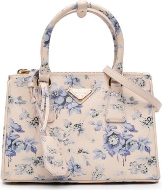 Prada Hobo Bags - Small Saffiano Lux Galleria Floral Print Double Zi - Gr. unisize - in Gold - für Damen