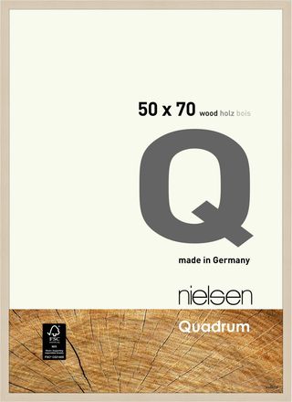 Nielsen Design Bilderrahmen, 50 x 70 cm, Holz, Ahorn, Posterrahmen zum Aufh&auml;ngen im Hoch- & Querformat, Echtglas, Quadrum