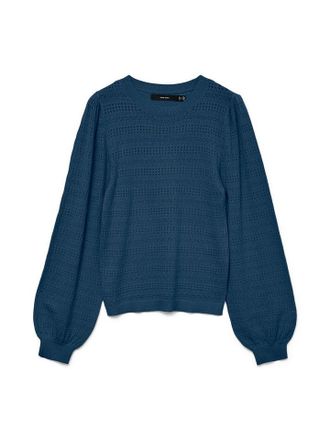 Vero Moda Strickpullover VMLIMONE LS O-NECK PULLOVER BOO mit Lochmuster
