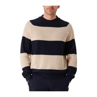 Tommy Hilfiger Beige Gestreifter Rugby Cneck Pullover - - Knitwear - Herren - Beige - L