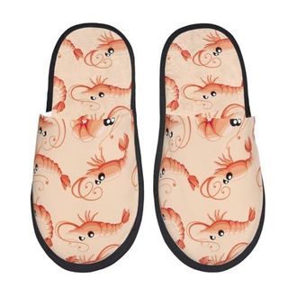 Generic Pantoufles En Coton Motif De Crevettes Amusant Lavables Slippers L&eacute;gers Chausson Hotel Pour Automne Int&eacute;rieur Femmes M